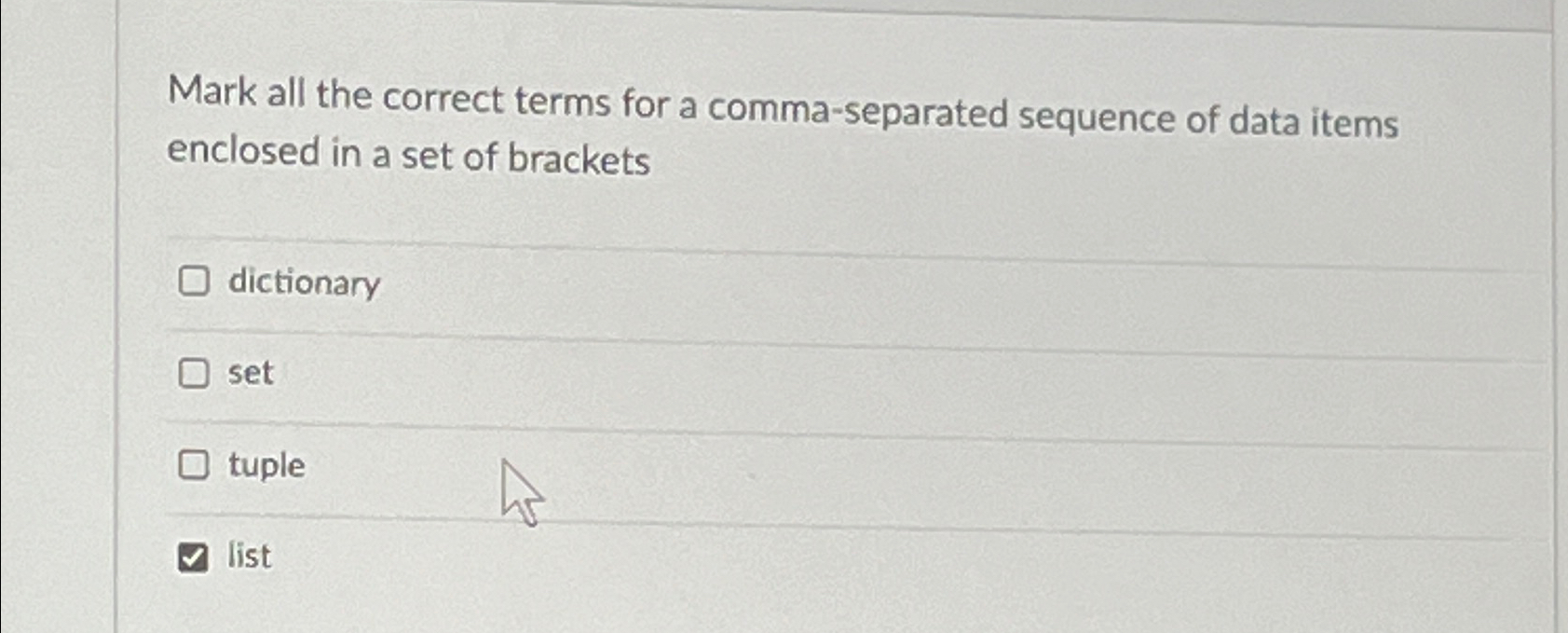 Solved Mark all the correct terms for a comma-separated | Chegg.com