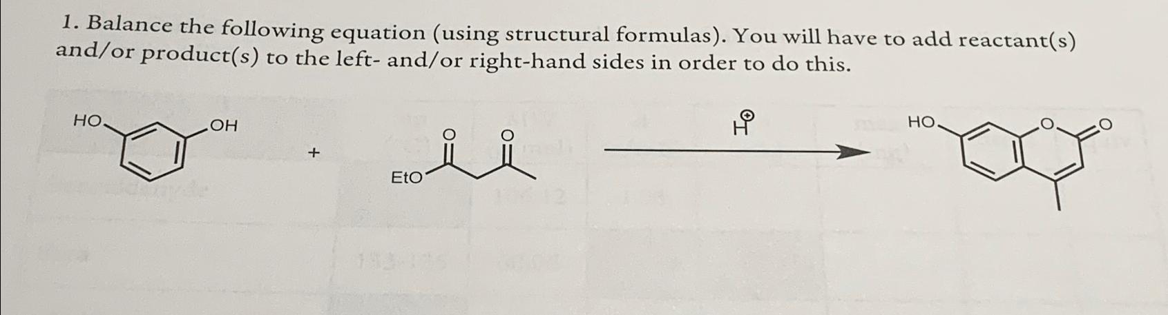 Solved Balance the following equation (using structural | Chegg.com