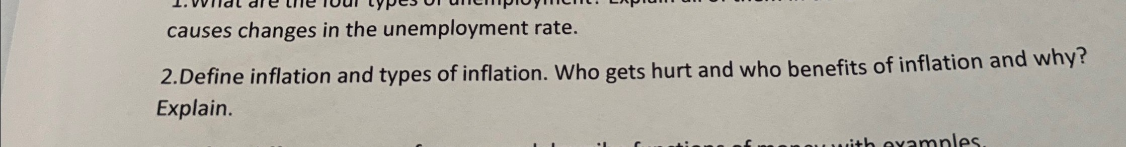 Solved causes changes in the unemployment rate.2.Define | Chegg.com