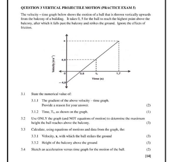 Solved QUESTION 3 VERTICAL PROJECTILE MOTION (PRACTICE EXAM | Chegg.com