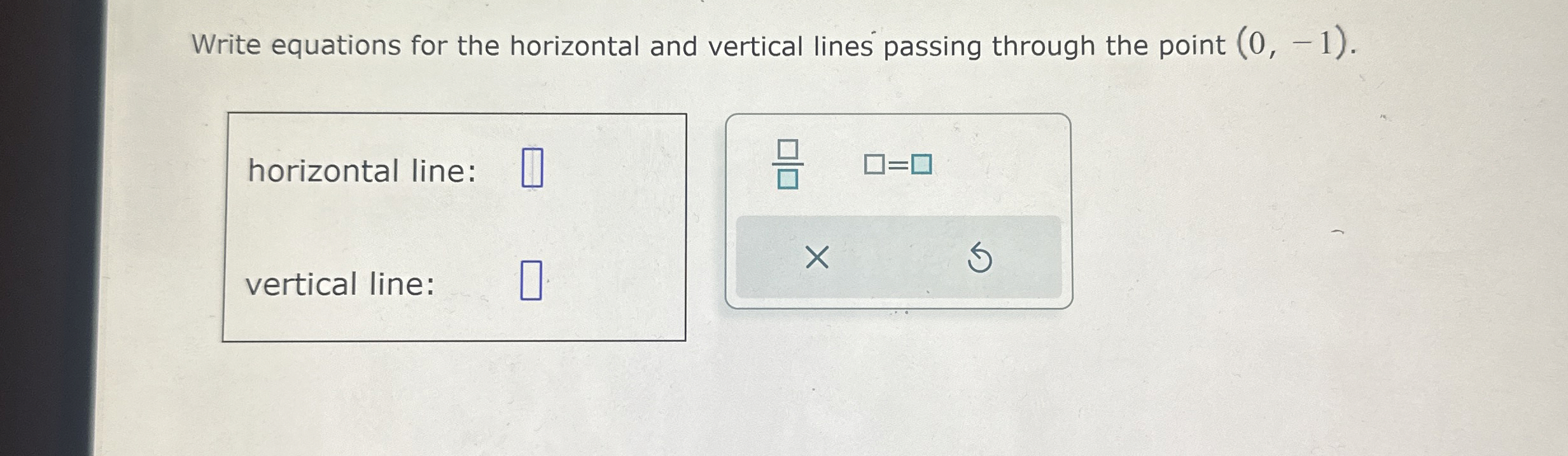 Solved Write equations for the horizontal and vertical lines | Chegg.com
