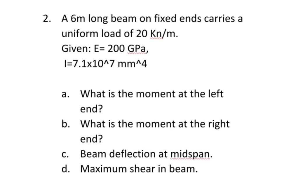 Solved 1. A continuous beam is loaded as shown in the | Chegg.com