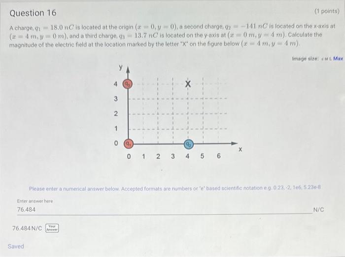 Solved A charge, q1=18.0nC is located at the origin | Chegg.com