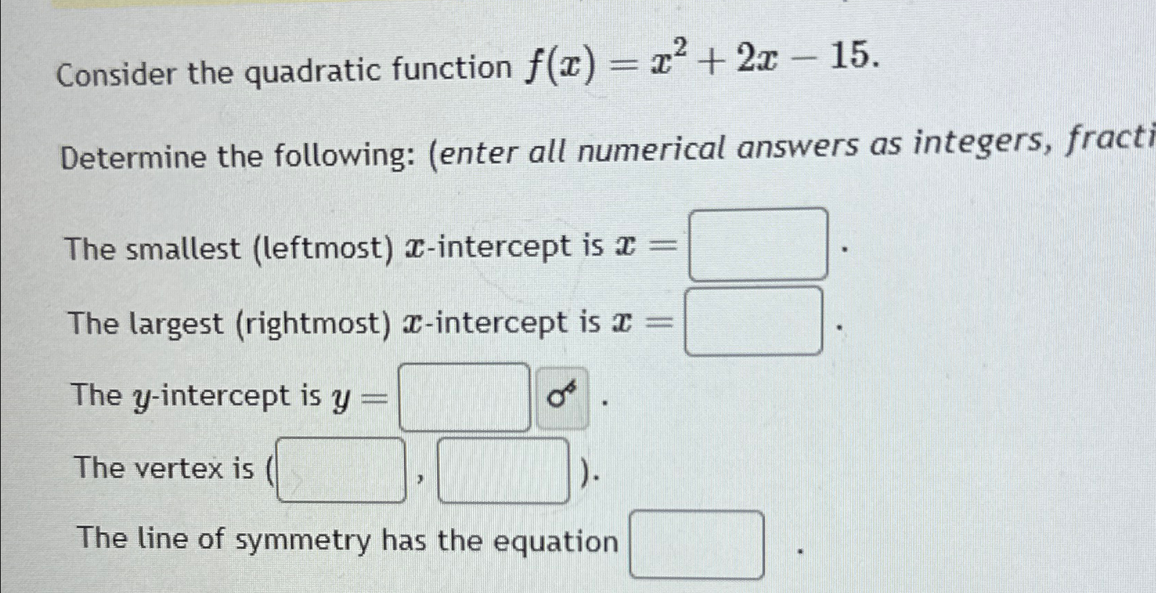 Solved Consider the quadratic function | Chegg.com