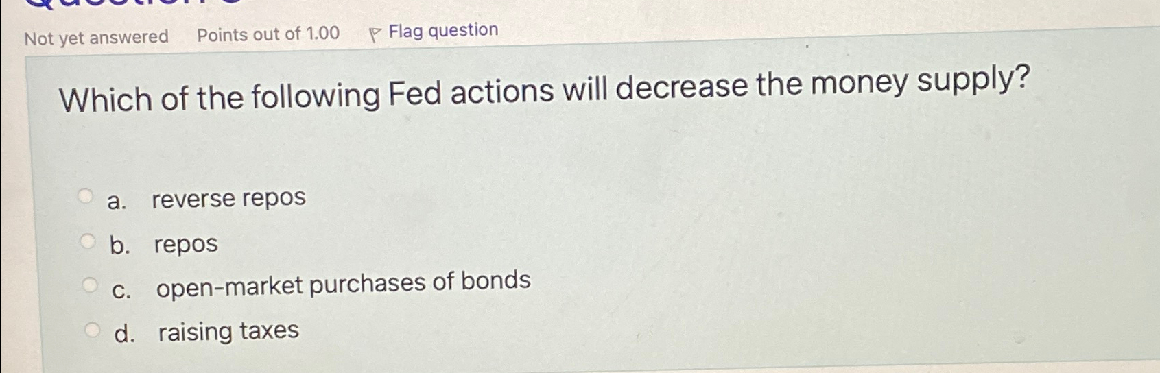 Solved Not yet answeredPoints out of 1.00Flag questionWhich | Chegg.com