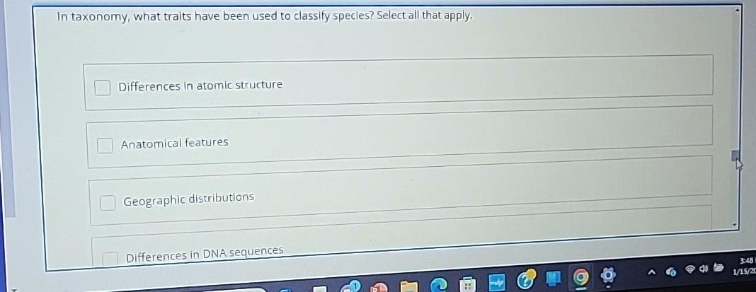 Solved In taxonomy, what traits have been used to classify | Chegg.com