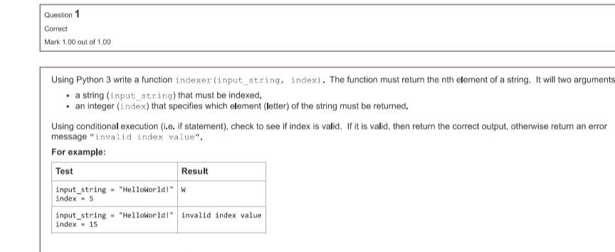 Solved Using Python 3 Write A Function Indexer Input 8517