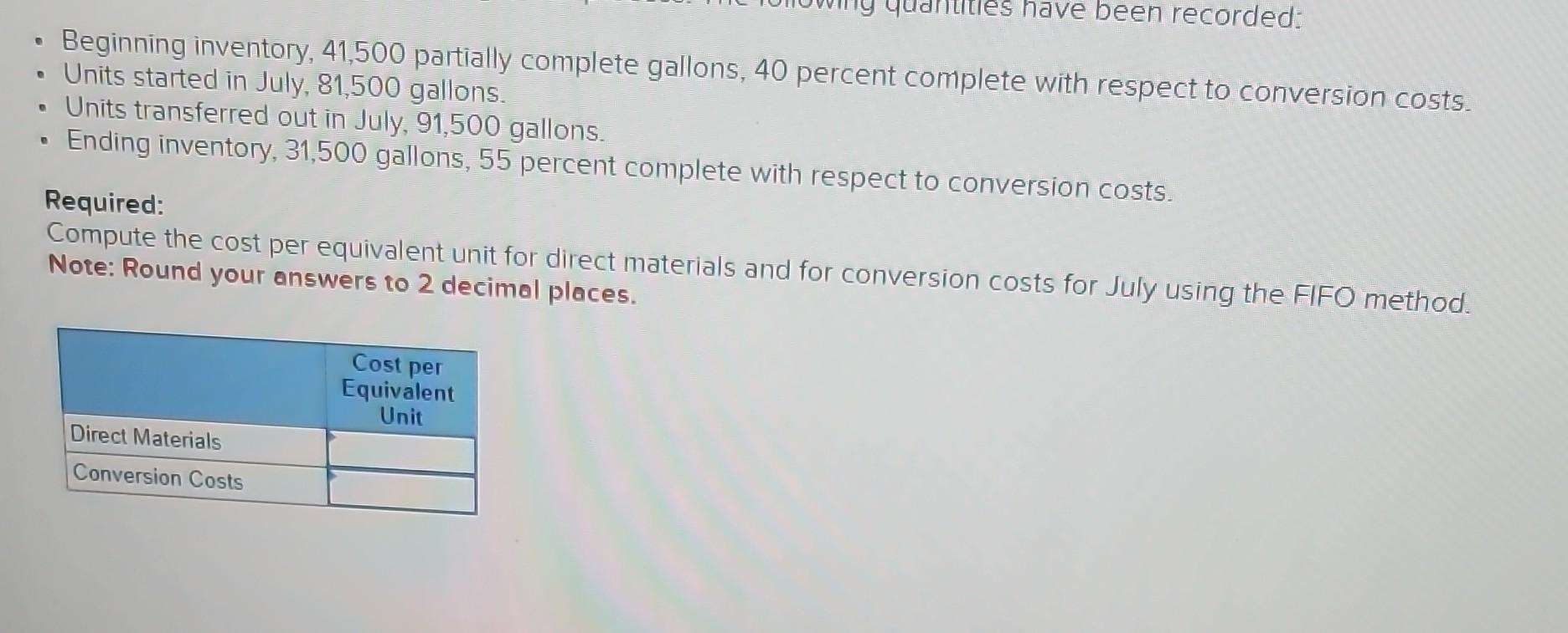 Solved Exercise 8-39 (Algo) Compute Costs per Equivalent | Chegg.com