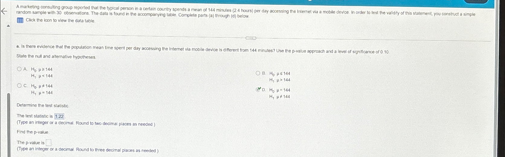 Solved random sample with 30 ﻿observations. The data is | Chegg.com