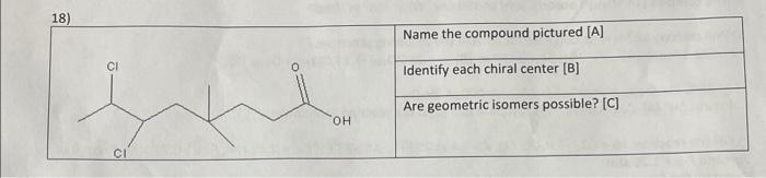Solved 18) \begin{tabular}{|l|} \hline Name the compound | Chegg.com