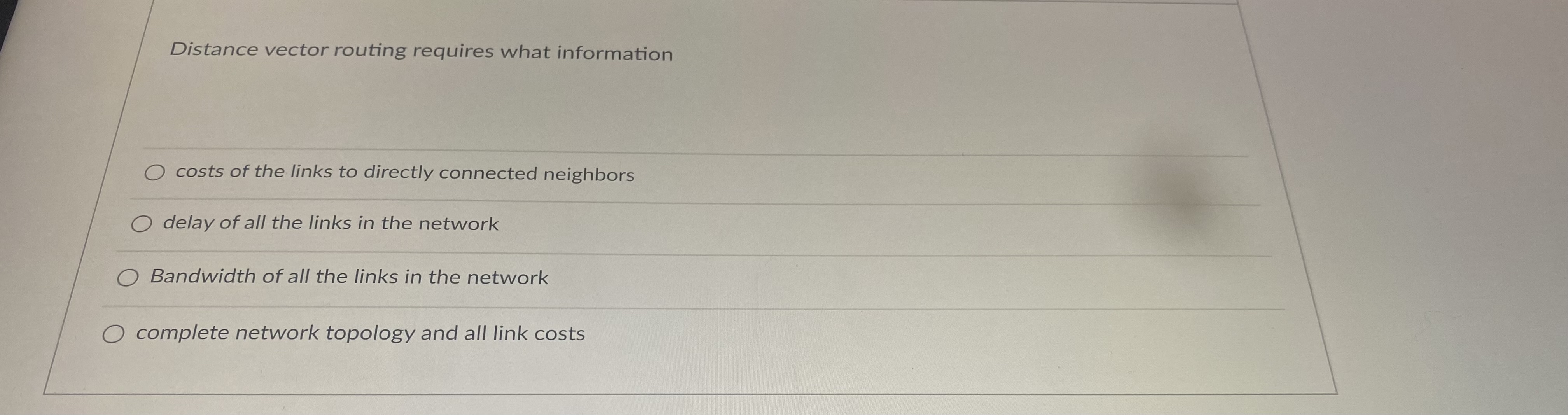 Solved Distance vector routing requires what | Chegg.com