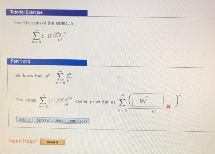 Solved Tutorial Exercise Find the sum of the series, S. 00 | Chegg.com