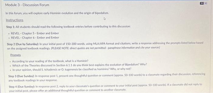 Module 3 - Discussion Forum In this forum, you will | Chegg.com