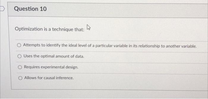 Solved Question 10 Optimization is a technique that: | Chegg.com