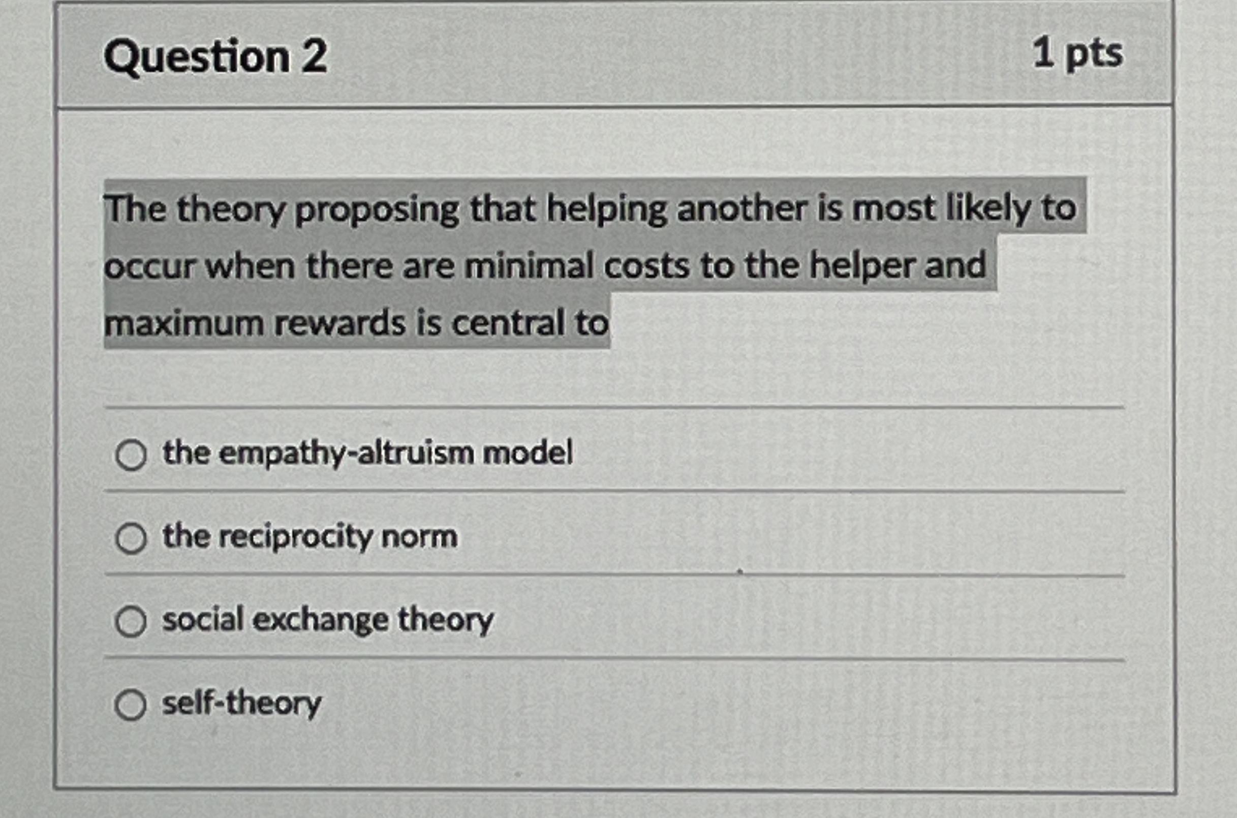 Solved Question 21 ﻿ptsThe theory proposing that helping | Chegg.com