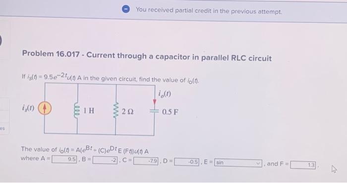 Solved Problem 16.017 - Current through a capacitor in | Chegg.com