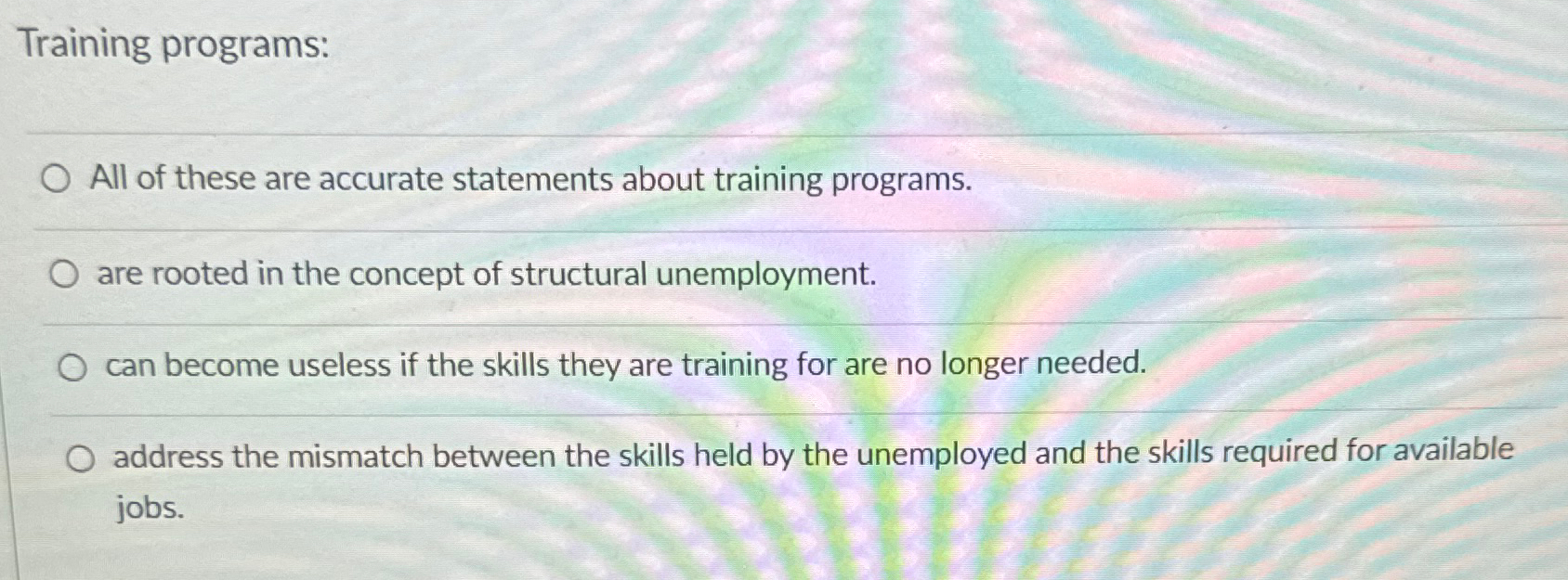 Solved Training programs:All of these are accurate | Chegg.com