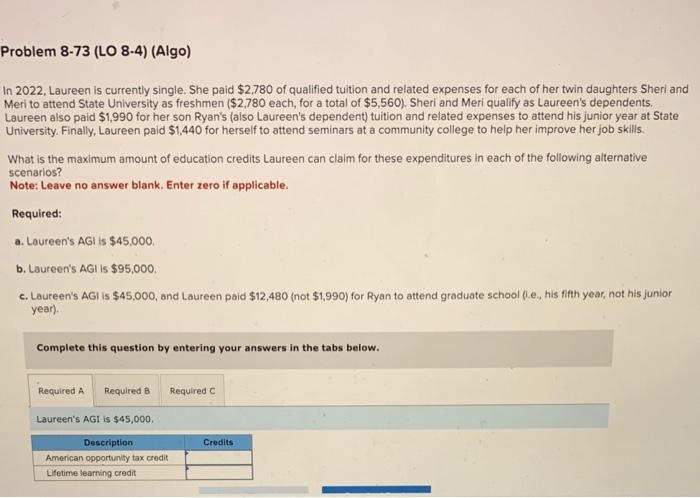 Solved In 2022, Laureen is currently single. She paid $2,780 | Chegg.com