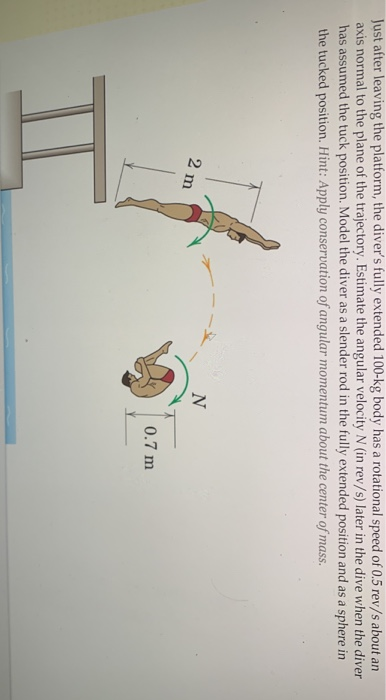 Solved Just after leaving the platform, the diver's fully | Chegg.com