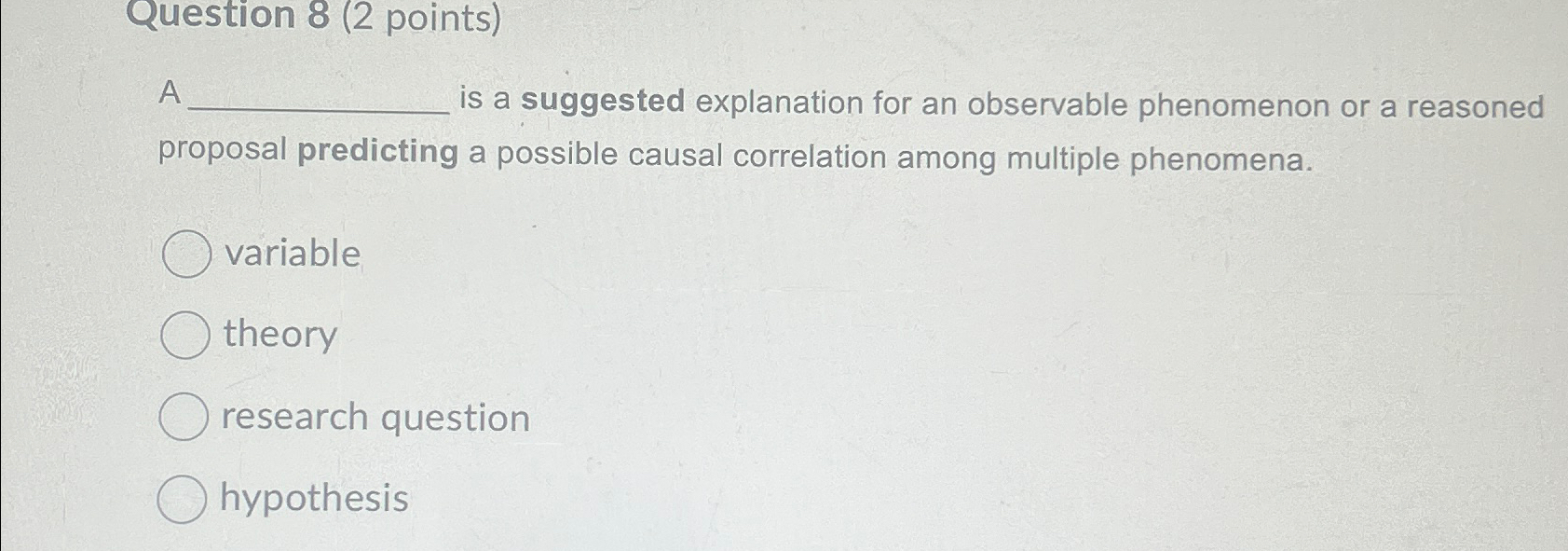 Solved Question 8 (2 ﻿points) ﻿is a suggested explanation | Chegg.com