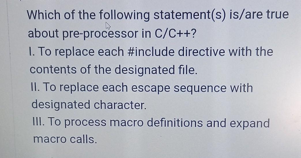 Solved Which of the following statement(s) is/are true about | Chegg.com