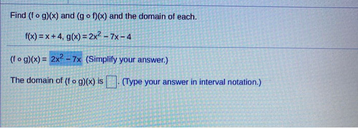 Solved Find (fog)(x) and (gof)(x) and the domain of each. | Chegg.com
