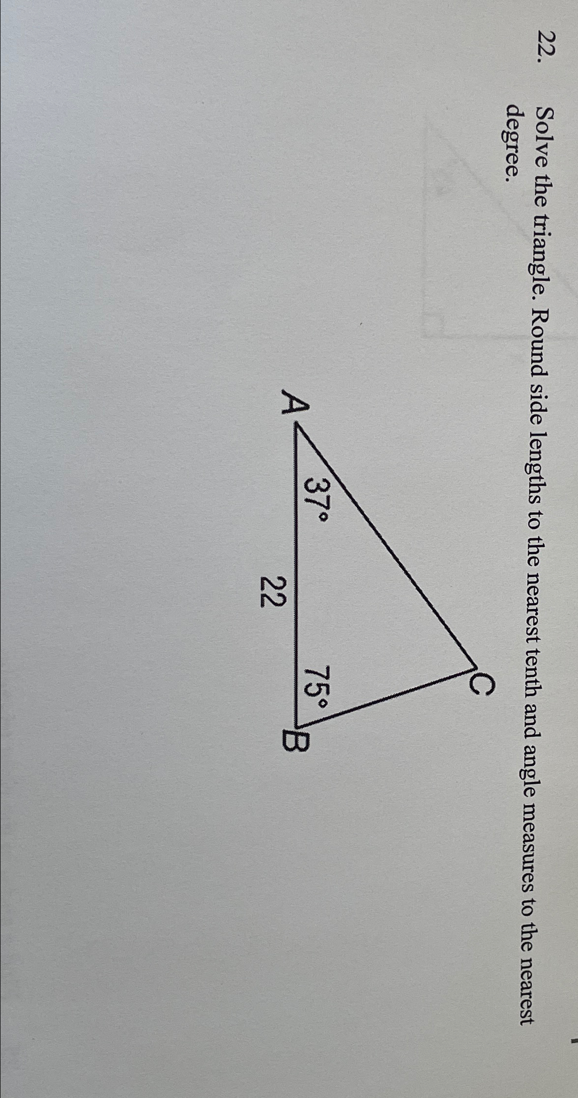 Solved Solve the triangle. Round side lengths to the nearest | Chegg.com