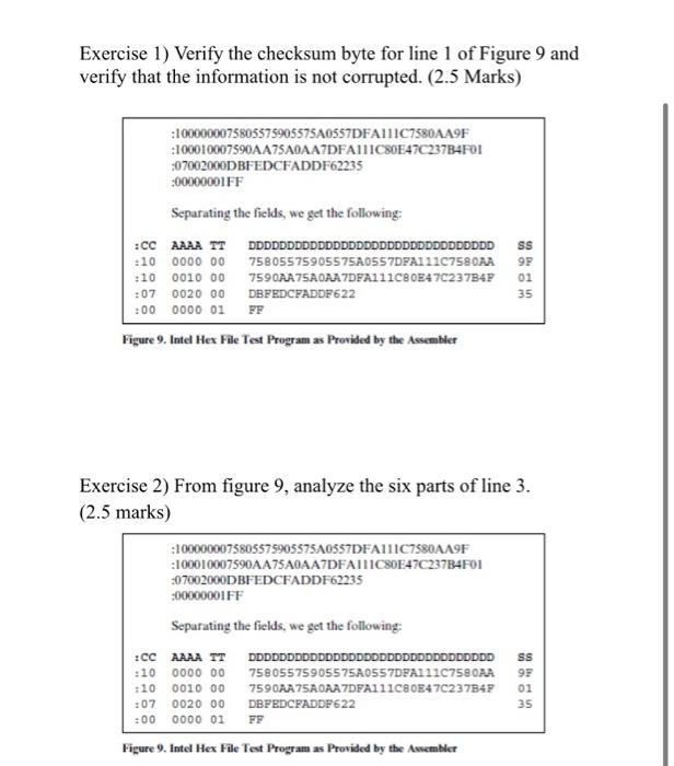 Solved Exercise 1) Verify the checksum byte for line 1 of | Chegg.com