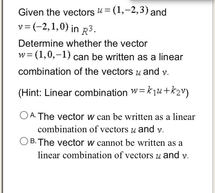 Given the vectors u=(1,−2,3) and v=(−2,1,0) in R3. | Chegg.com