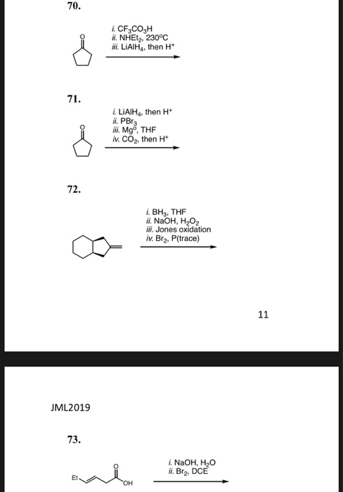 Solved 70. i. CF3CO3H . NHEt2, 230°C i LIAIH, then H 71 i. | Chegg.com