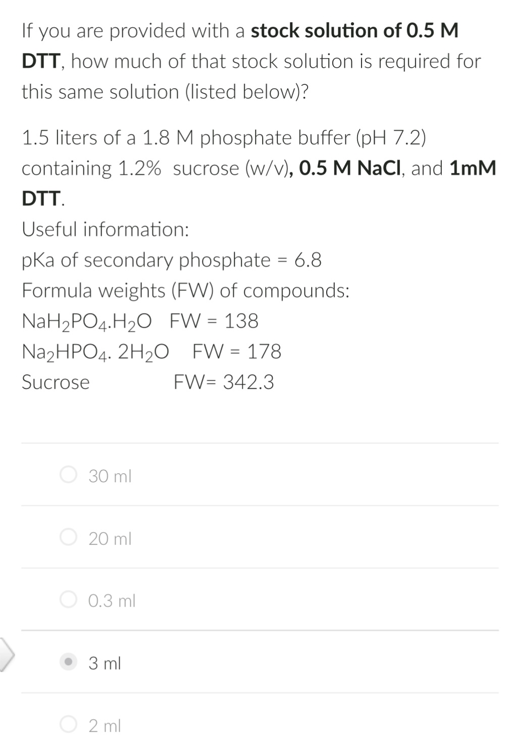 Solved If you are provided with a stock solution of 0.5MDTT, | Chegg.com