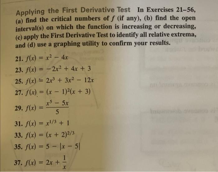 Solved Applying the First Derivative Test In Exercises | Chegg.com