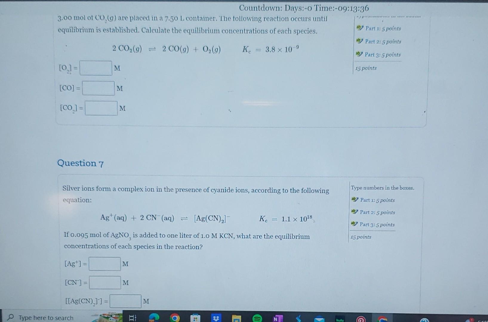 Solved Countdown: Days:-o Time:-09:13:36 3.00 molofCO,(g) | Chegg.com