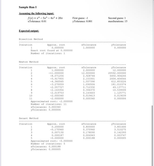 Solved Write A Program That Implements 1 The Bisection