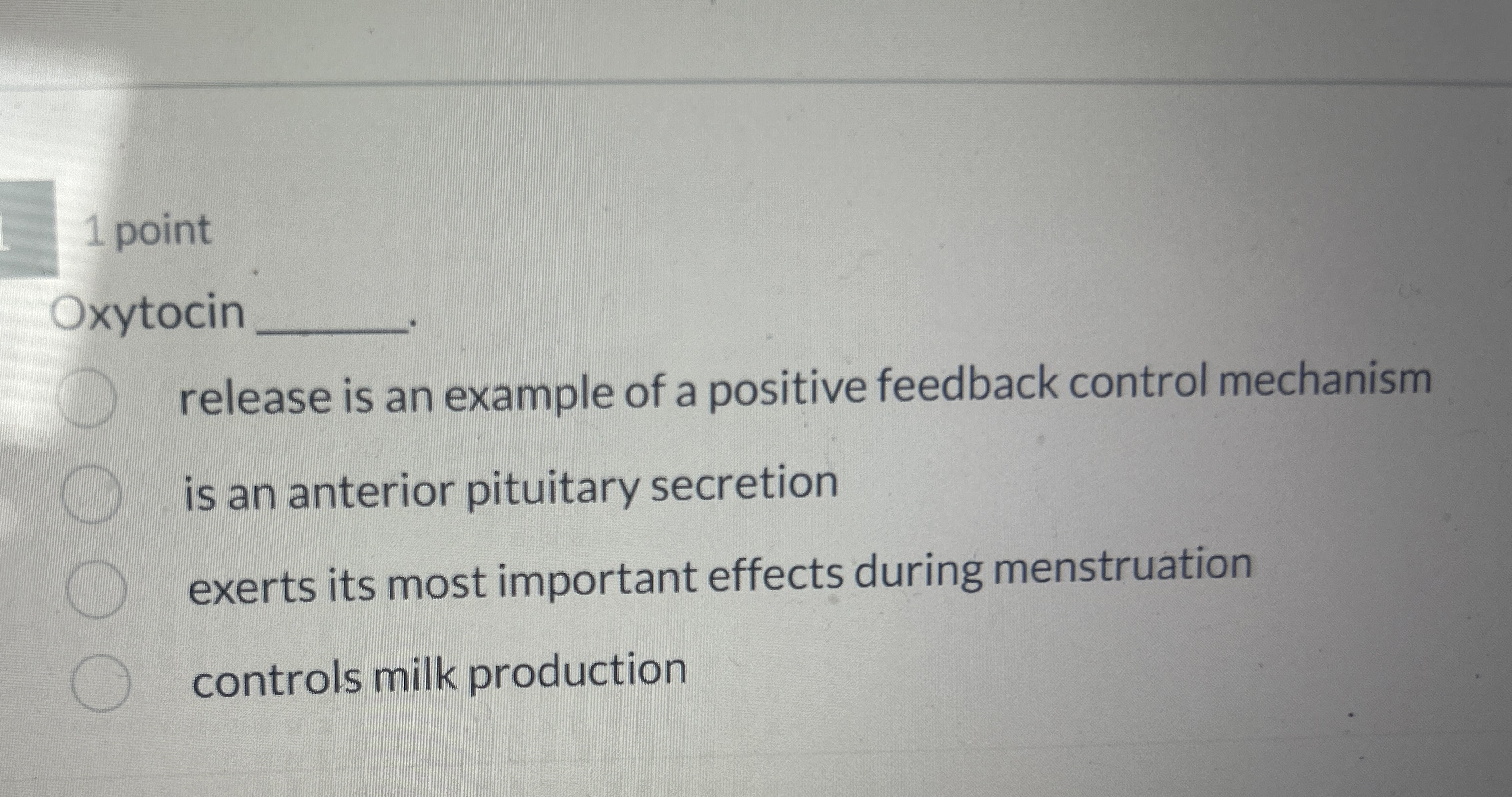 Solved 1 ﻿pointxytocinrelease is an example of a positive | Chegg.com