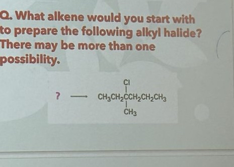 Q. ﻿What alkene would you start with to prepare the | Chegg.com