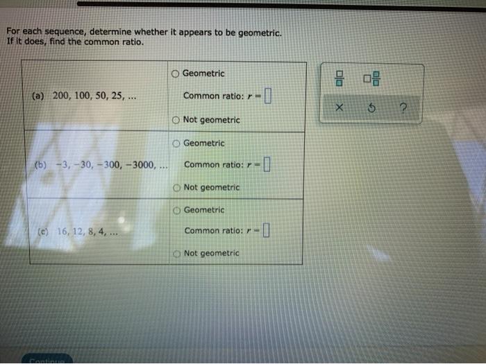 Solved For each sequence, determine whether it appears to be | Chegg.com