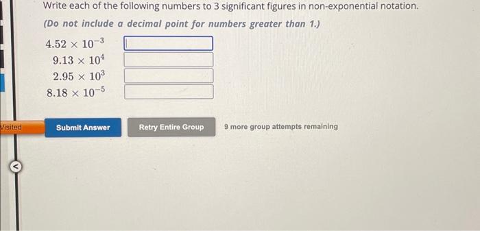 Solved Write each of the following numbers to 3 significant | Chegg.com