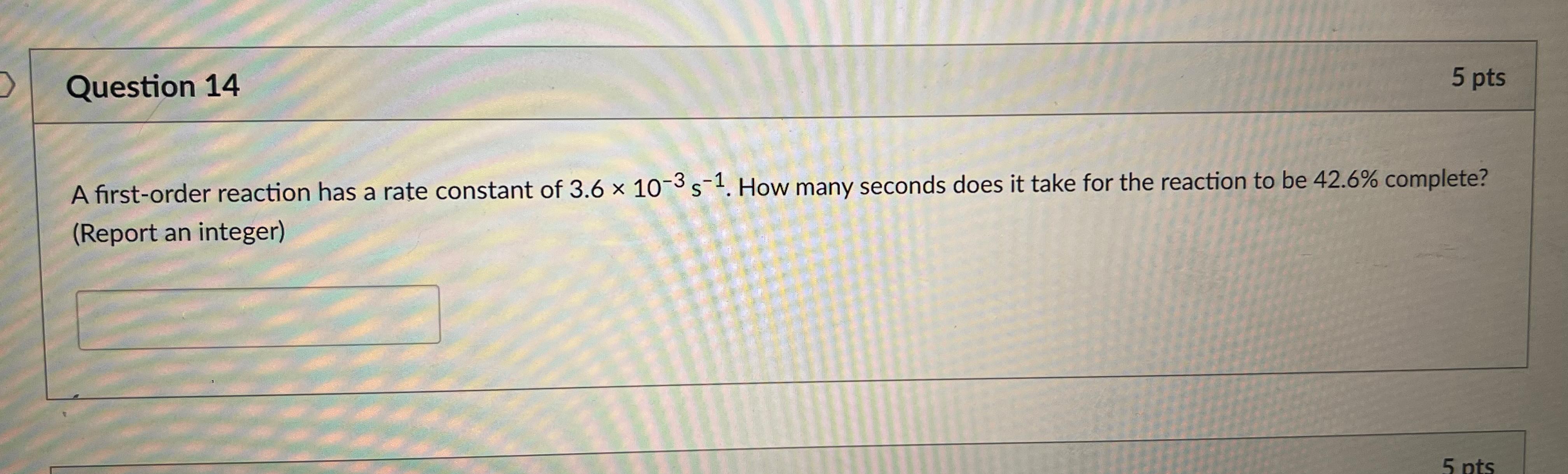 Solved Question 145 ﻿ptsA first-order reaction has a rate | Chegg.com