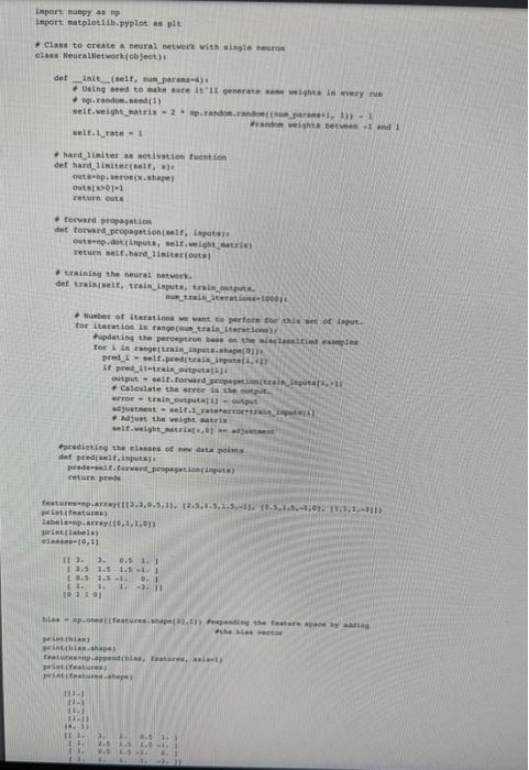 We developed a Python code to train a perceptron for | Chegg.com