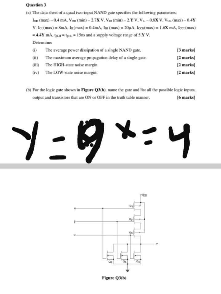 Solved Question 3 (1) The data sheet of a quad two-input | Chegg.com