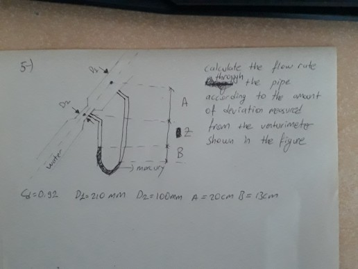 Solved 5- Calculate the flow rute 'the pipe A according to | Chegg.com