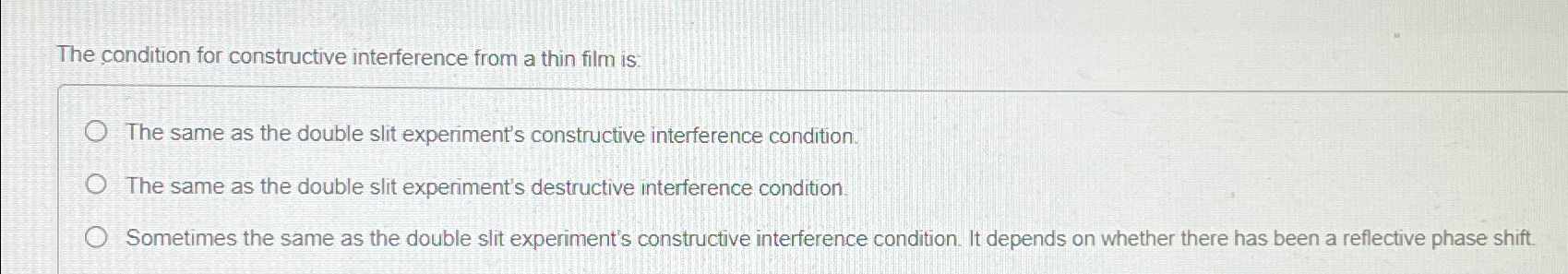 Solved The Condition For Constructive Interference From A