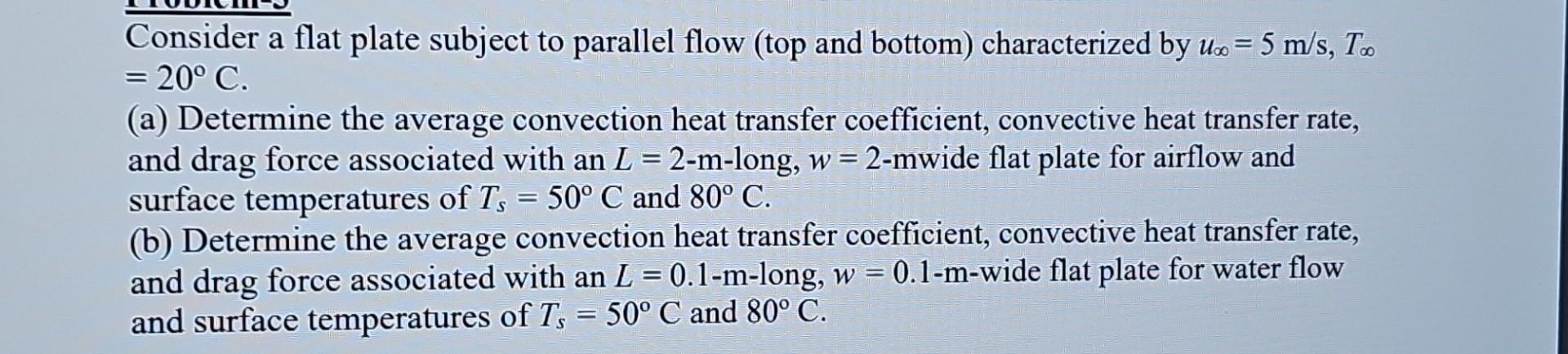 Solved Consider a flat plate subject to parallel flow (top | Chegg.com