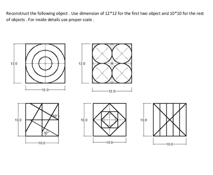 Solved Reconstruct the following object. Use dimension of | Chegg.com