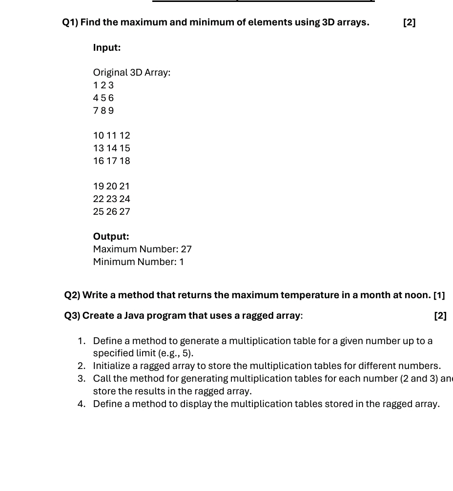Solved Q1) ﻿write a java program to Find the maximum and | Chegg.com