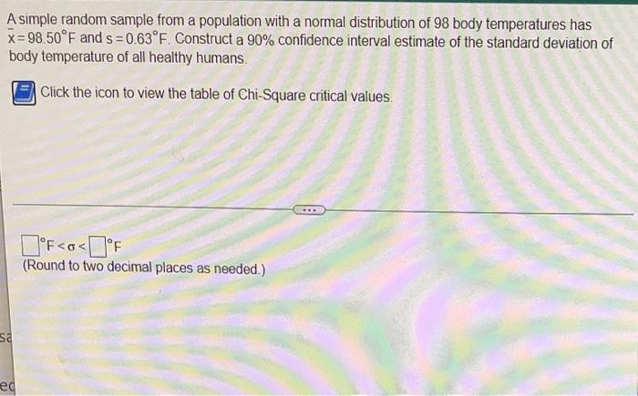 Solved A Simple Random Sample From A Population With A 1496