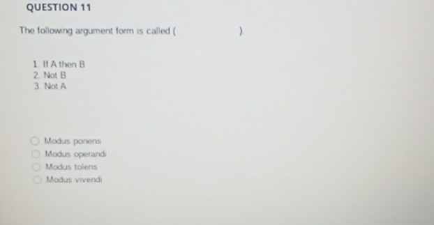 Solved QUESTION 11The following argument form is called (If | Chegg.com