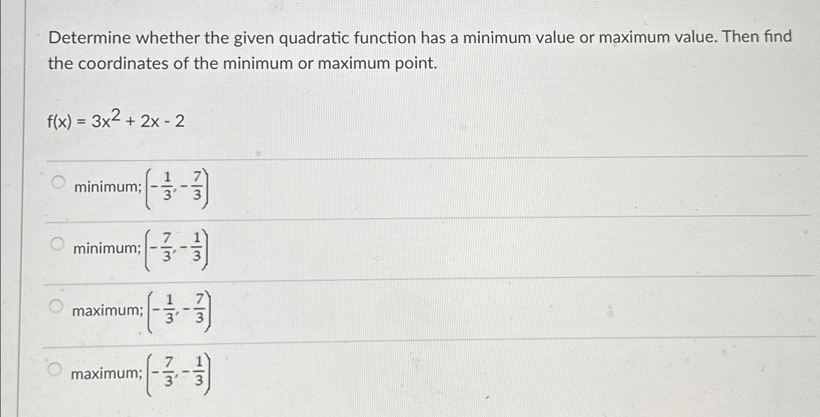 Solved Determine Whether The Given Quadratic Function Has A