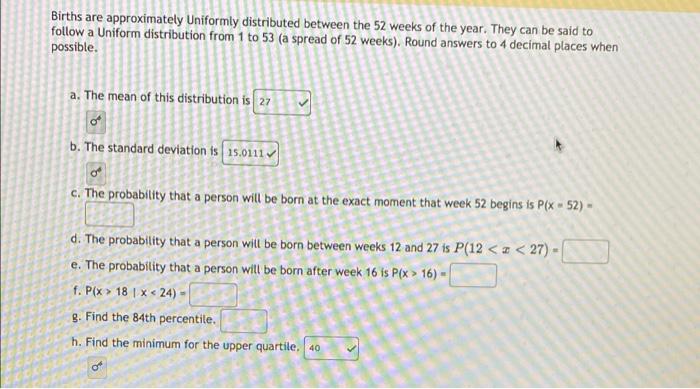 Solved Births are approximately Uniformly distributed | Chegg.com